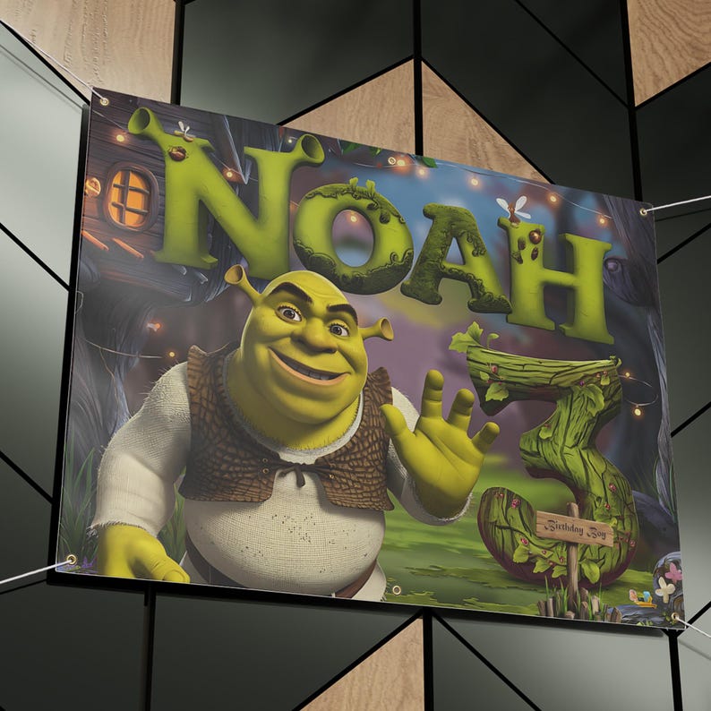 Custom Birthday Backdrop Shrek Theme, Shrek Birthday Backdrop, Shrek ...