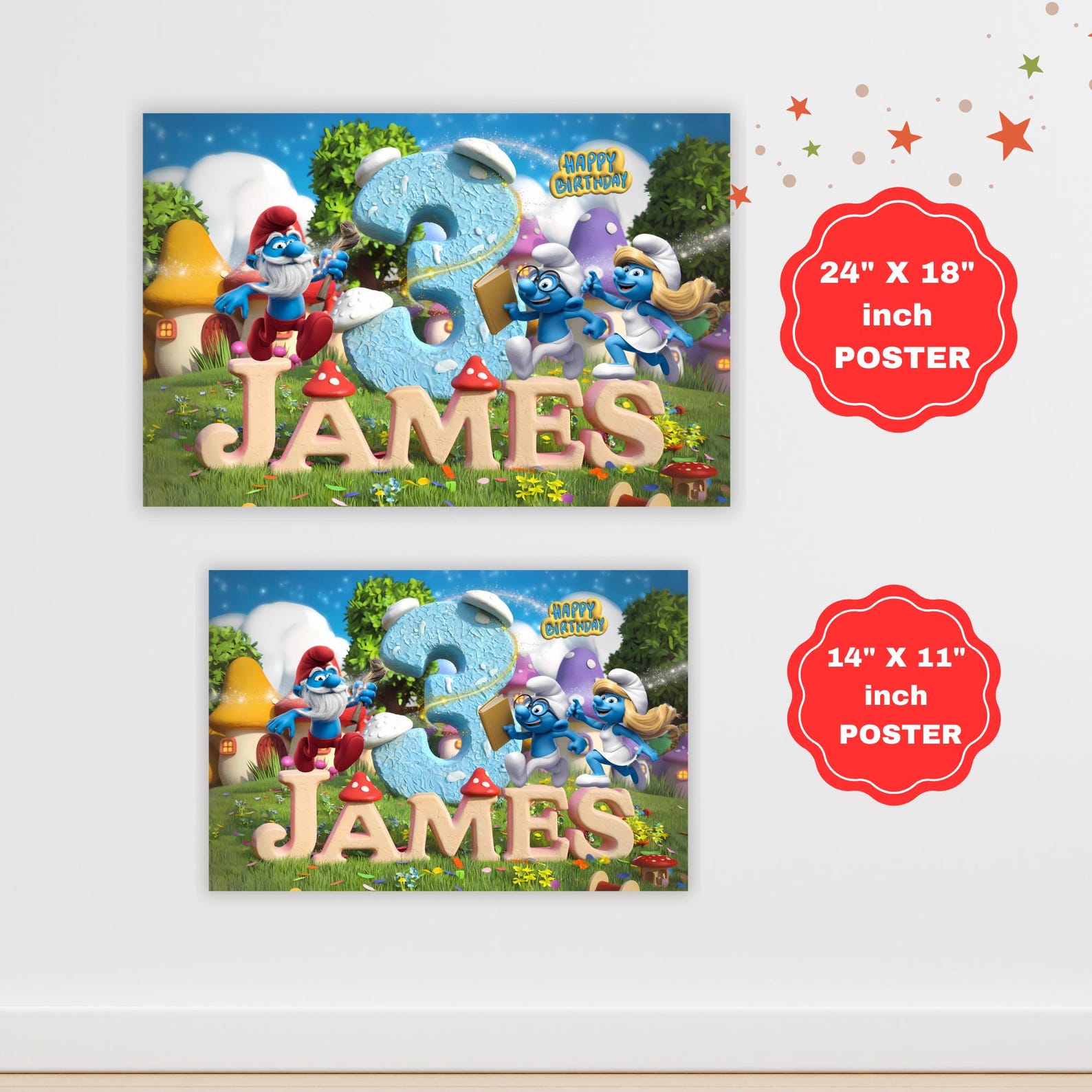 Custom Birthday Backdrop, Smurfs Birthday Banner, Smurfs Party ...