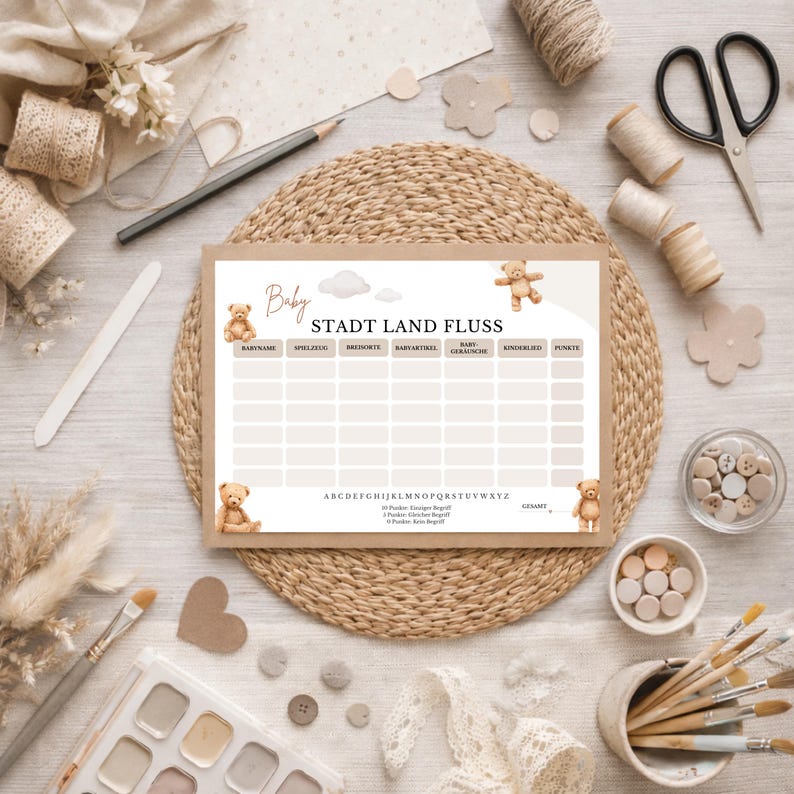 Baby Stadt Land Fluss Spiel | Baby Shower Spiel | Babyparty Spiel ...