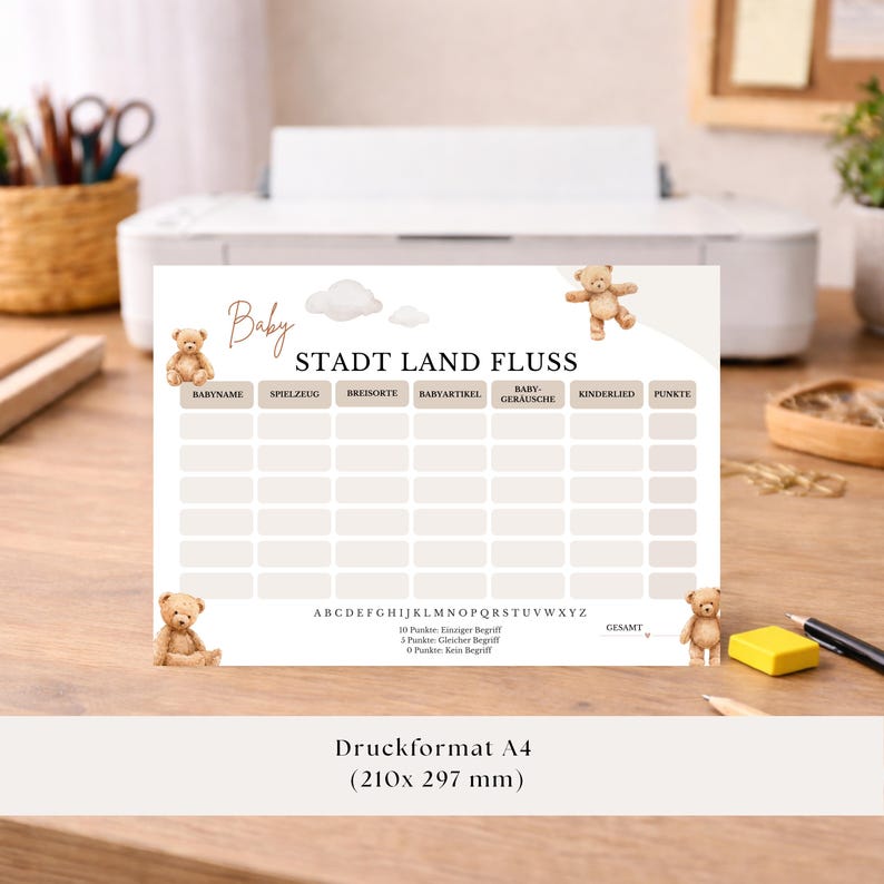 Baby Stadt Land Fluss Spiel | Baby Shower Spiel | Babyparty Spiel ...