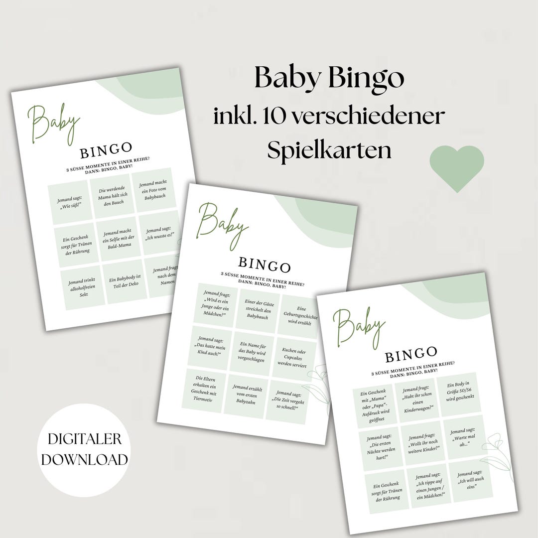 Baby Bingo, Baby Shower Game, Baby Shower Gift, Expectant Mother, Baby ...