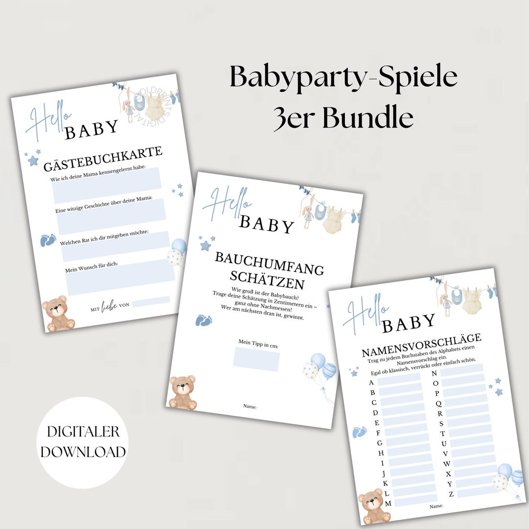 Set Baby Shower Game, Baby Shower Game, Baby Shower Gift, Fillable ...