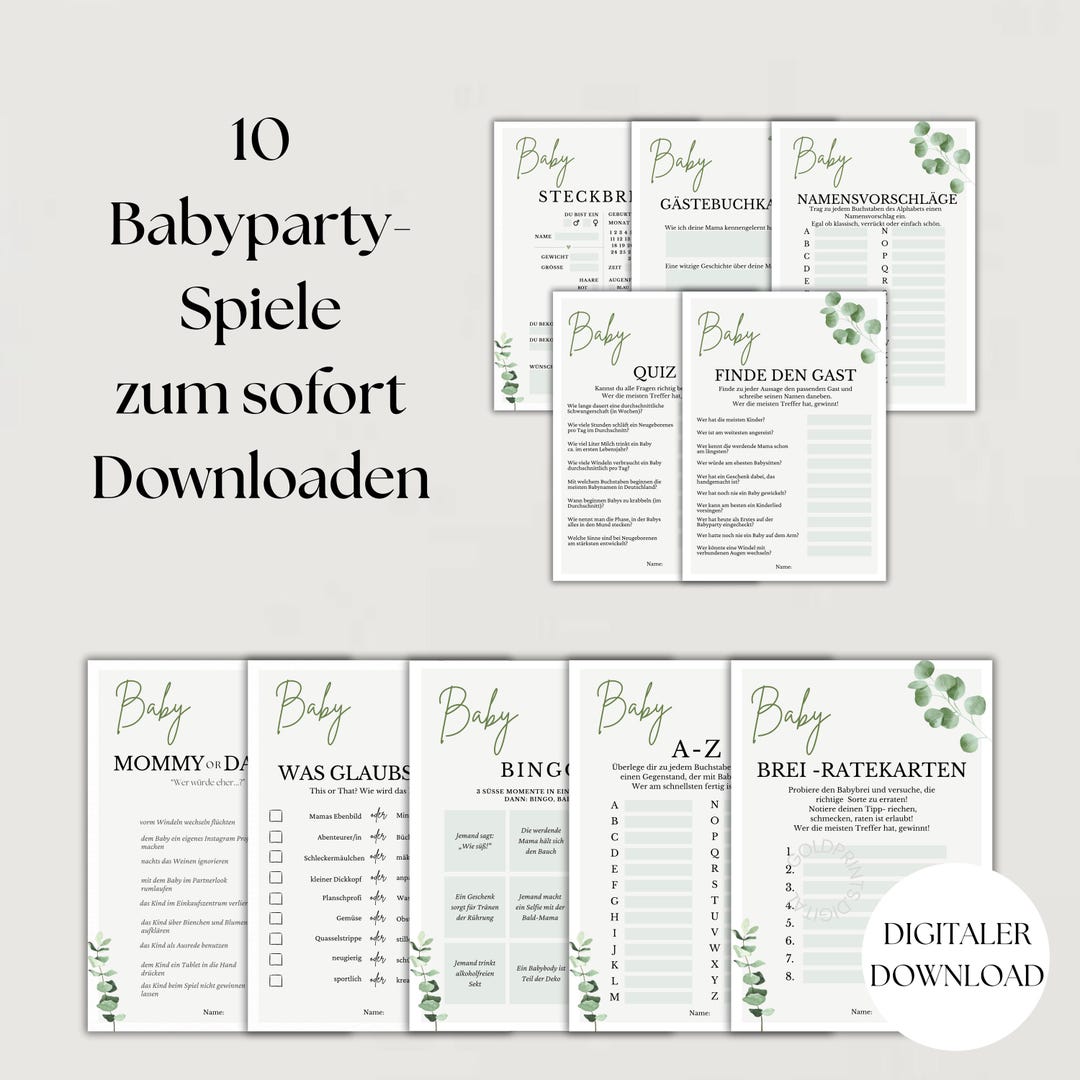 Set Baby Shower Game, Baby Shower Game, Baby Shower Gift, Fillable ...