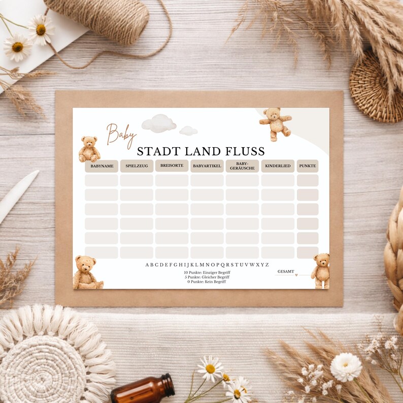 Baby Stadt Land Fluss Spiel Set | Baby Shower Spiel | Babyparty Spiele ...