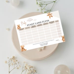 Baby Stadt Land Fluss Spiel Set | Baby Shower Spiel | Babyparty Spiele ...