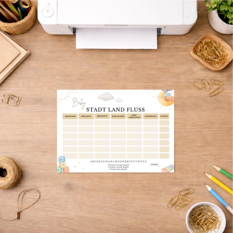 Baby Stadt Land Fluss Spiel | Baby Shower Spiel | Babyparty Spiel ...