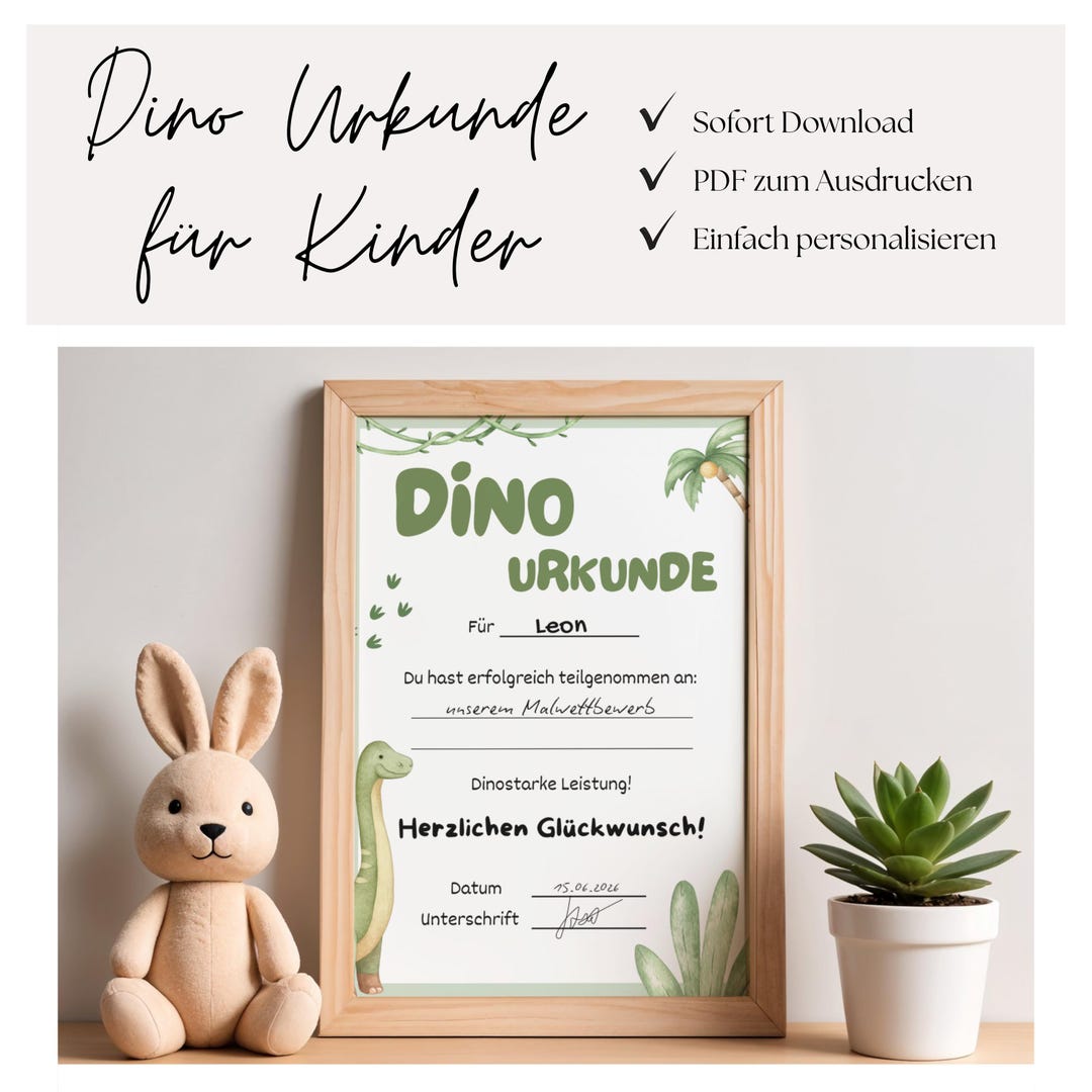 Dinosaur Certificate for Kids | Personalized Dinosaur Certificate PDF ...