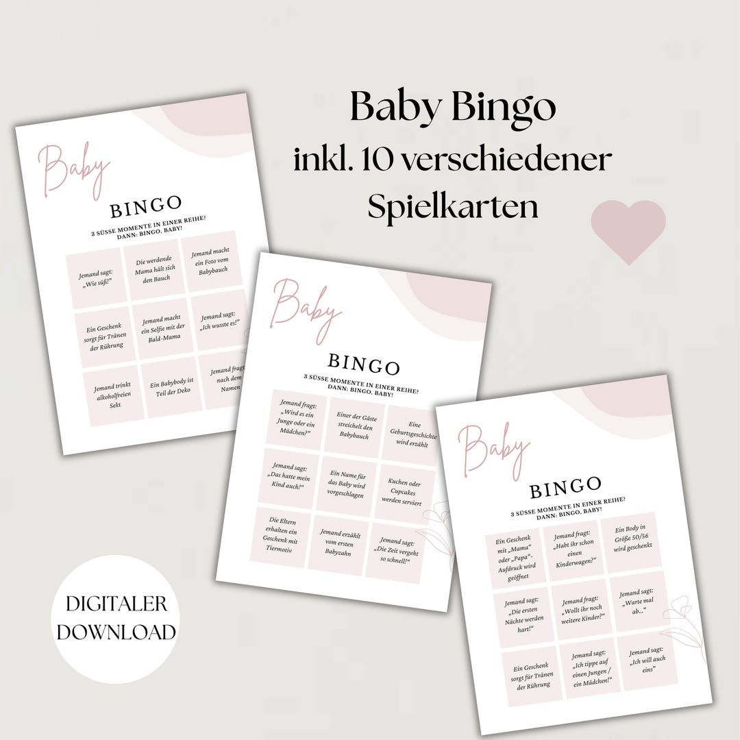 Baby Bingo, Baby Shower Game, Baby Shower Gift, Expectant Mother, Baby ...