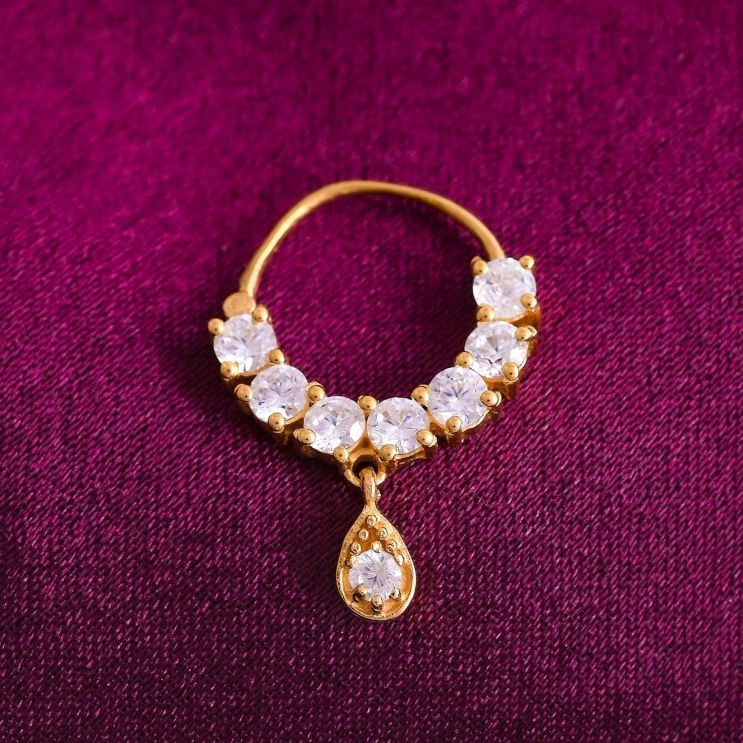 Diamond Nose Ring, Silver Nath, Indian Nose Ring, Indian Jewelry ...