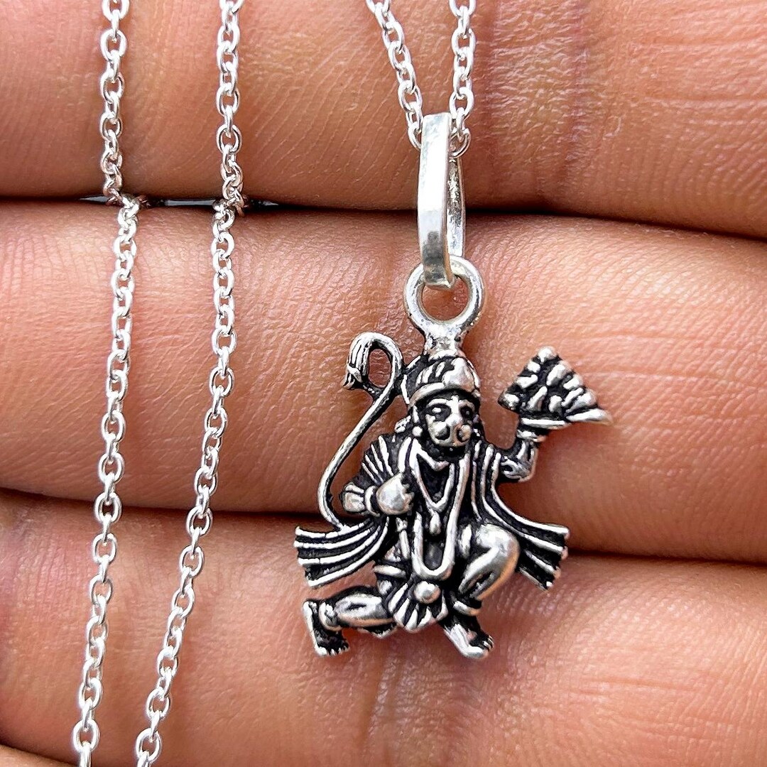 925 Sterling Silver Lord Hanuman Pendant Necklace - Hindu God Jewelry ...
