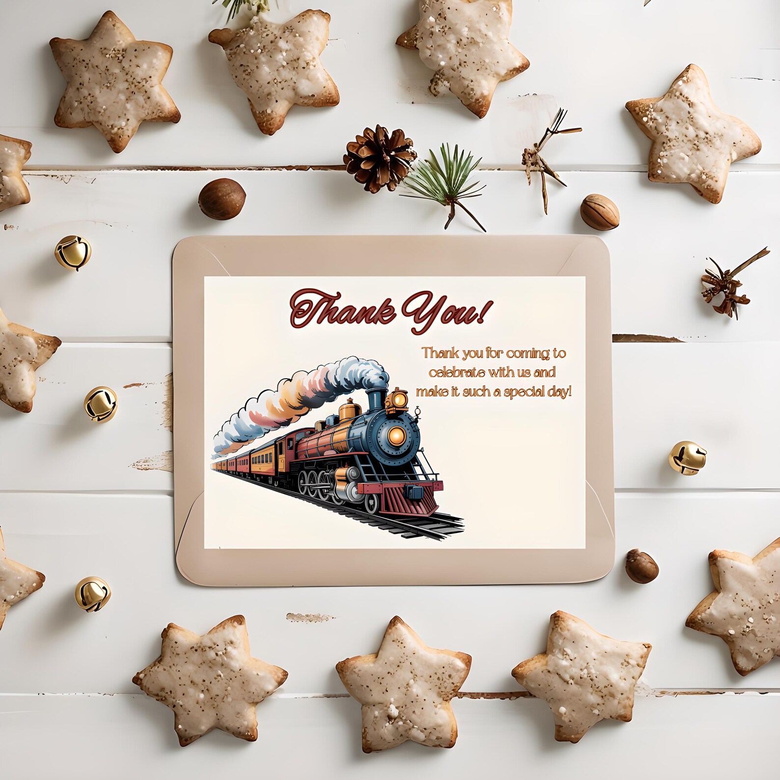 Editable Train Theme Thank You Card | Printable Birthday Party Template ...