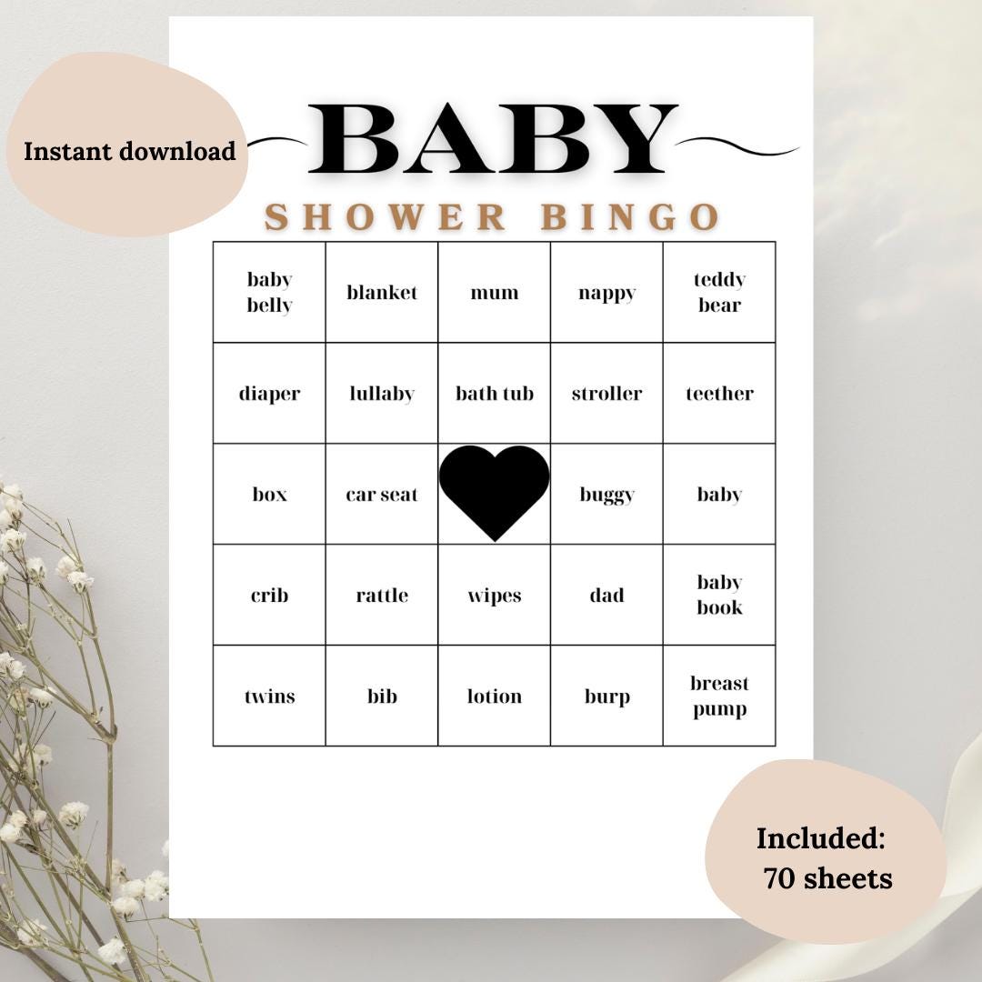 Baby Shower Bingo - Baby Shower Party - Baby Bingo Game - Printable ...
