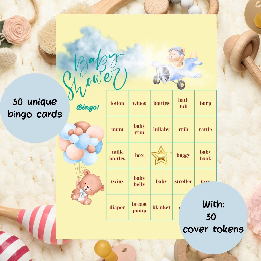Baby Shower Bingo – Baby Shower Game Printable – Baby Shower Activity ...
