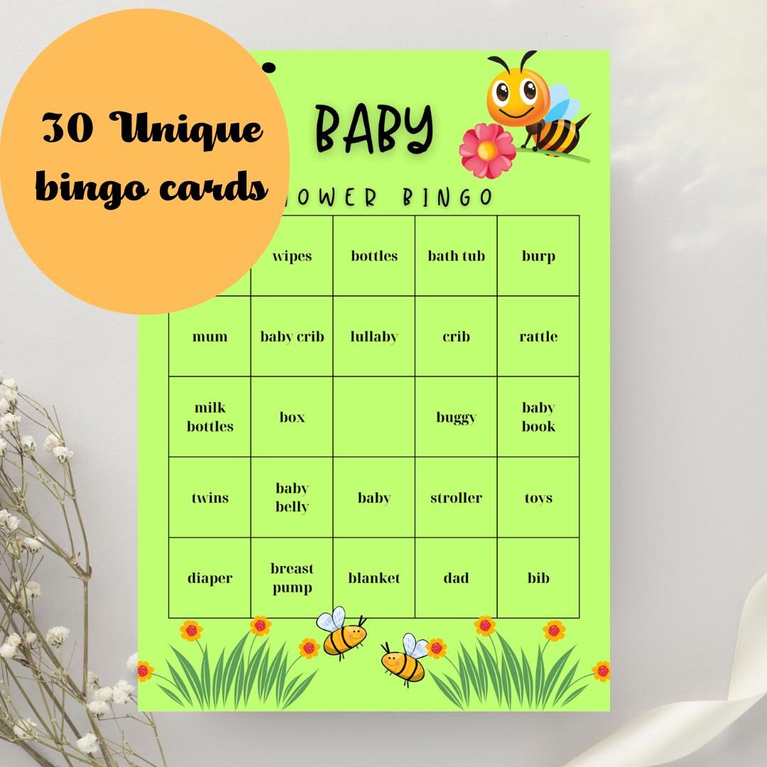 Baby Shower Bingo Baby Shower Party Baby Bingo Game Printable Shower ...