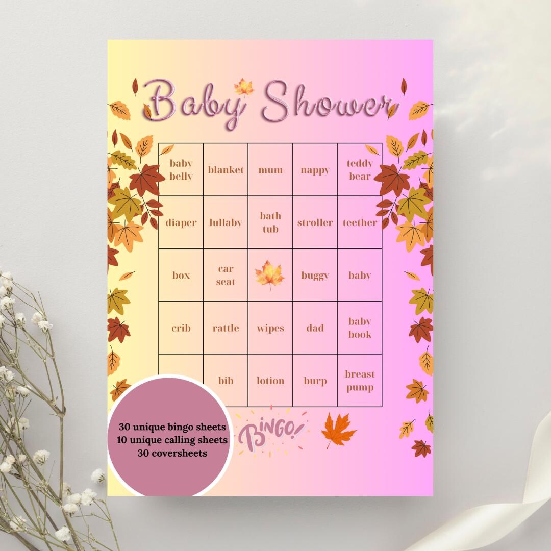 Baby Shower Bingo Baby Shower Party Baby Bingo Game Printable Shower ...