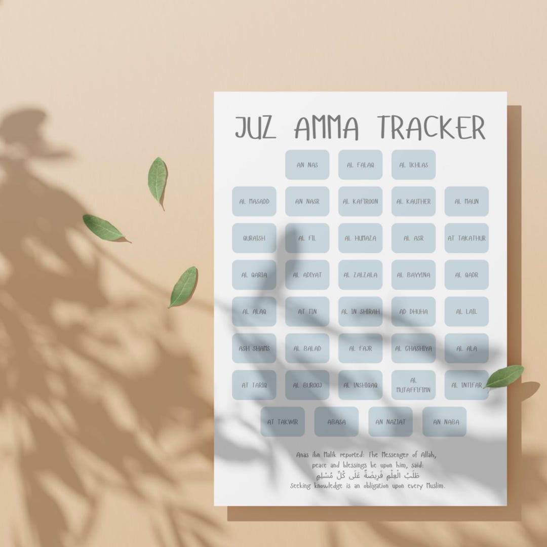 Juz Amma Tracker Perfect for Kids & Adults, Islamic Study Aid, Quran ...