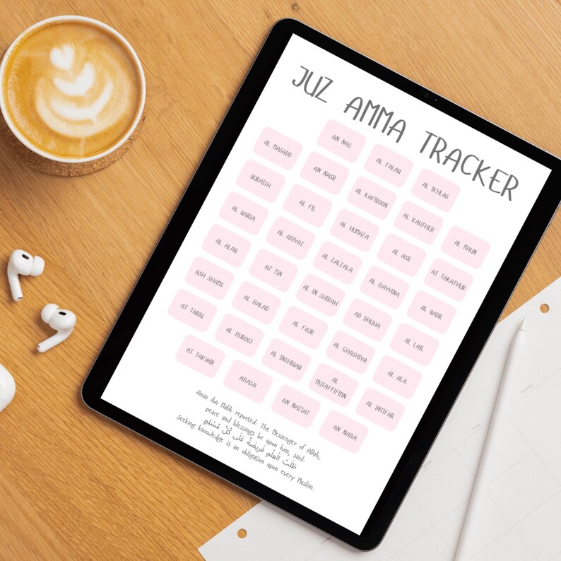 Juz Amma Tracker Perfect for Kids & Adults, Islamic Study Aid, Quran ...