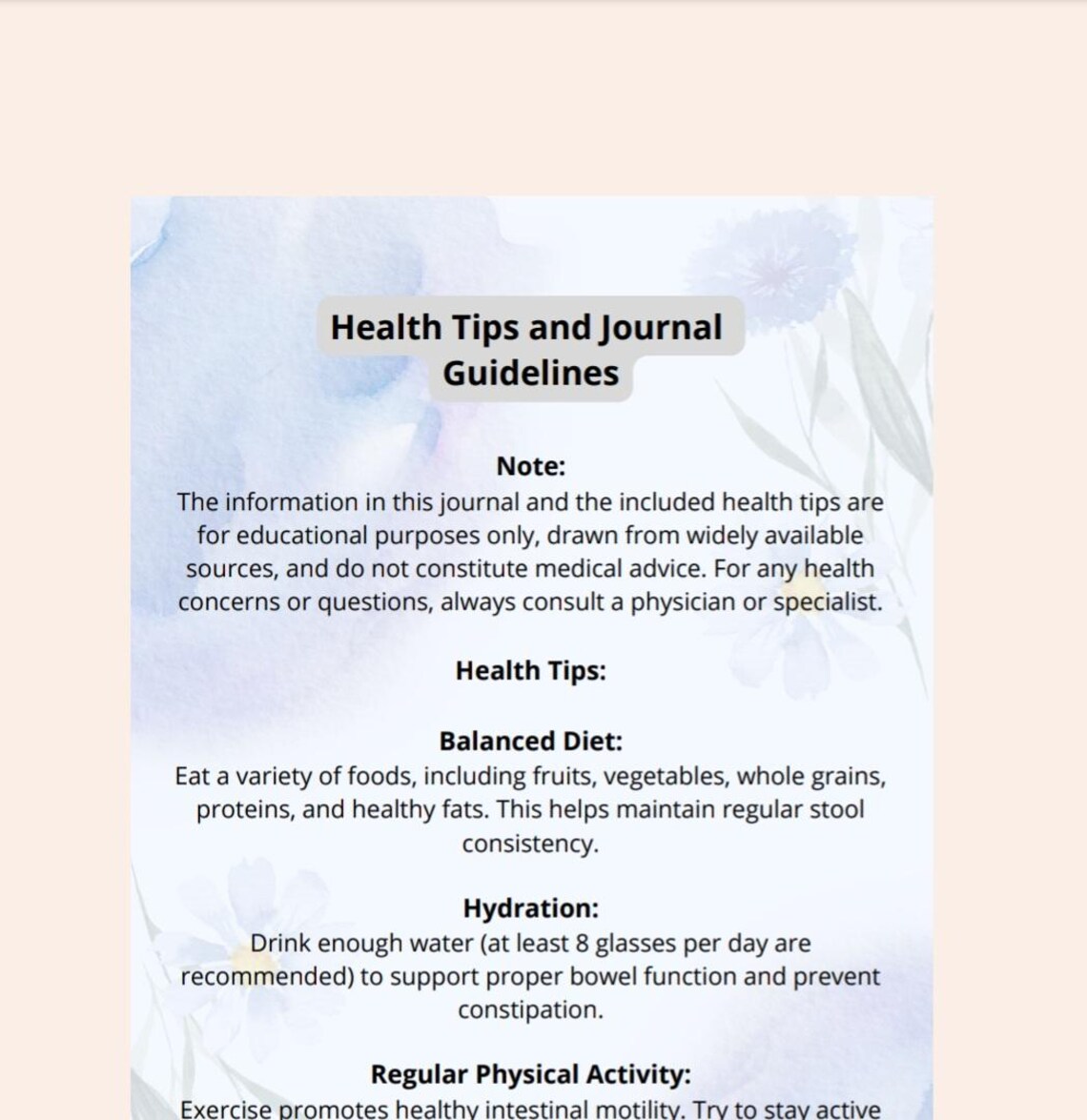 Bowel Movement Journal - Track Your Digestive Health - Etsy