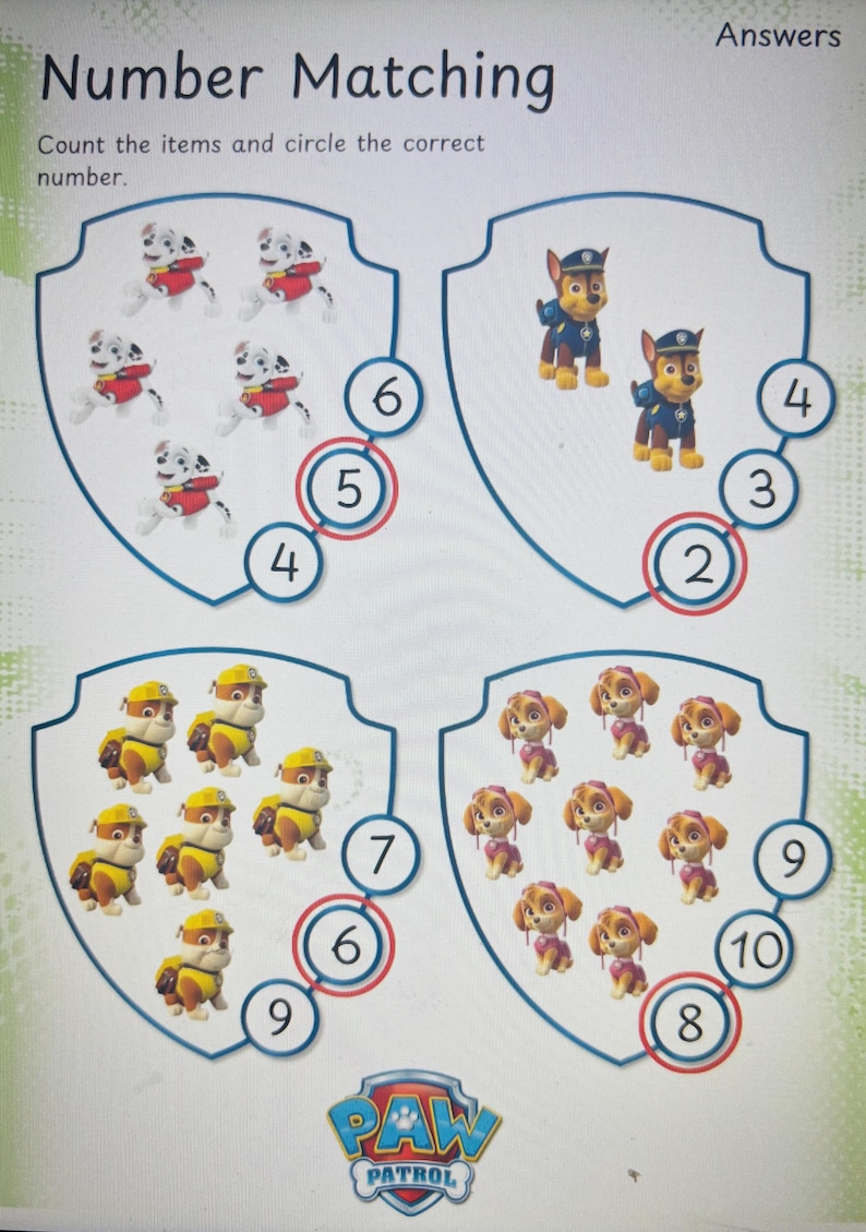 Paw Patrol Maths Activity Book | Printable Preschool Maths Worksheets ...