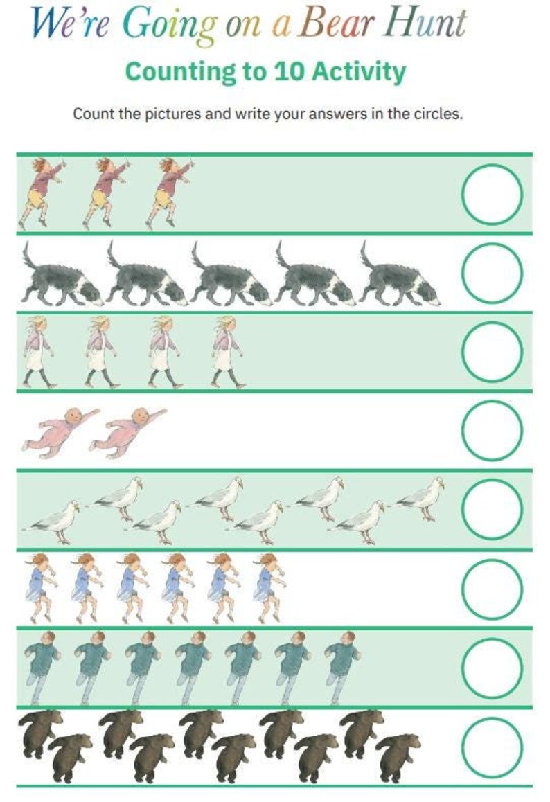 Counting to 10 in the Bear Hunt - Etsy