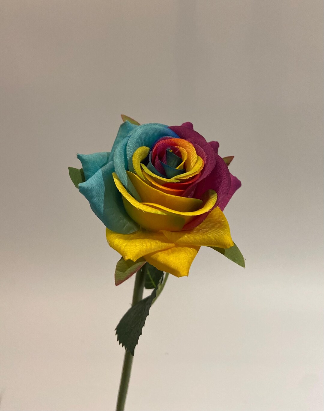 Artificial Rainbow Rose Stems, Flower Bouquets, Colourful Flowers ...
