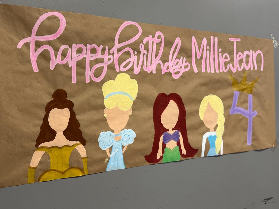 Hand Painted Banner Princess Birthday - Etsy