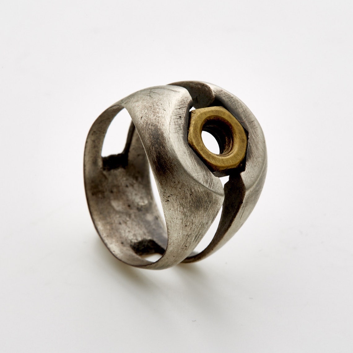 Open B Nut Signet Ring-brass Nut-mechanic Ring-steam Punk - Etsy