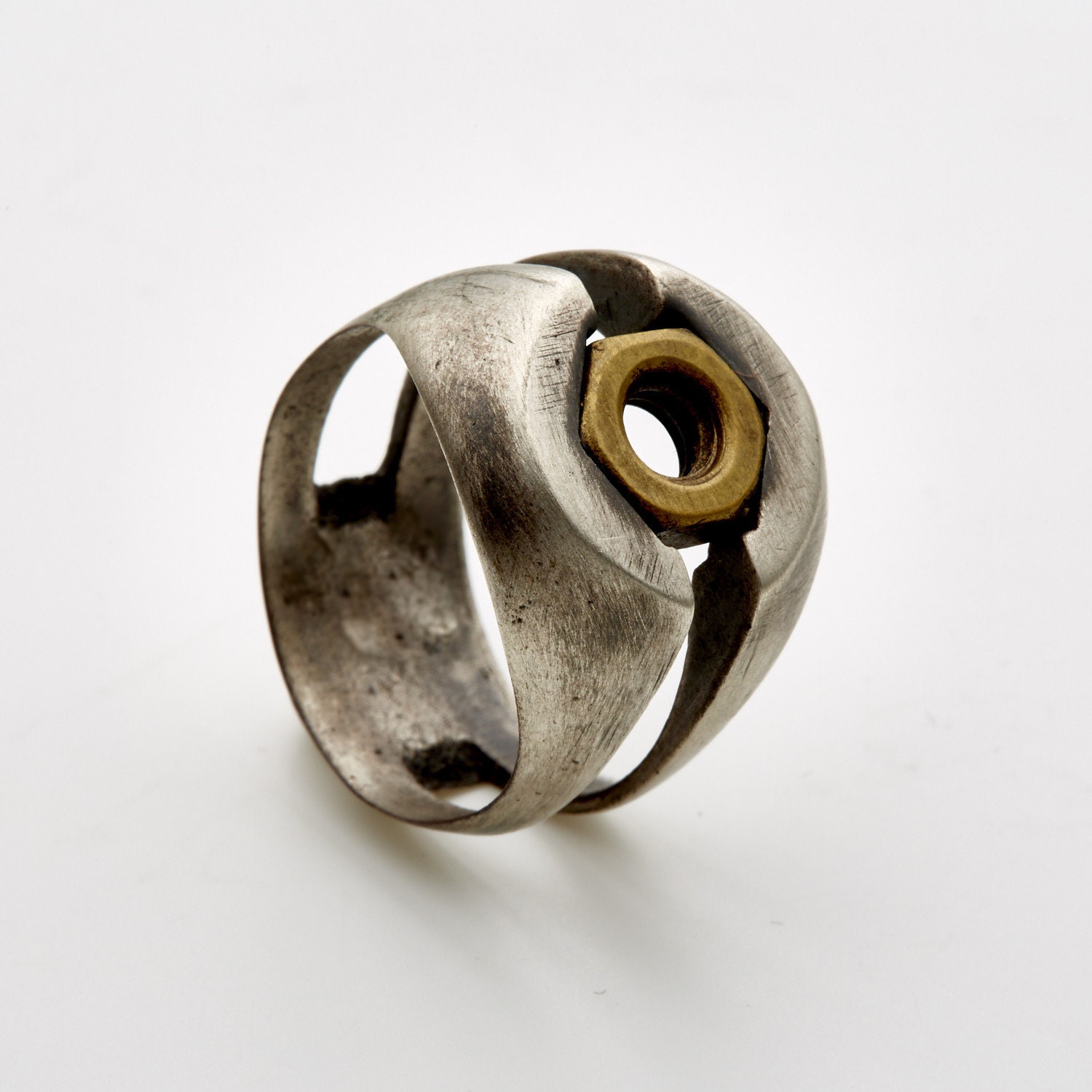 Open B Nut Signet Ring-brass Nut-mechanic Ring-steam Punk Engagement ...