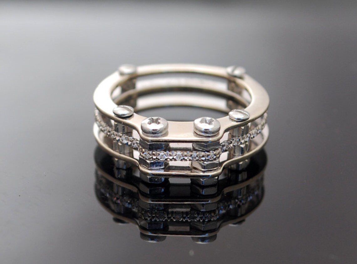 V3 Diamonds-connected Engagement Ring-steampunk Engagement | Etsy