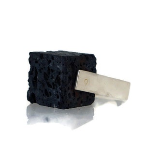 Black Cube Ring- Lava Ring-volcanic Ring-black Square Ring-black Lava ...