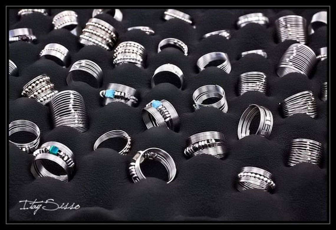 Slinky Ring-silver Stripe-spring Ring-spinning Ring-kinetic - Etsy