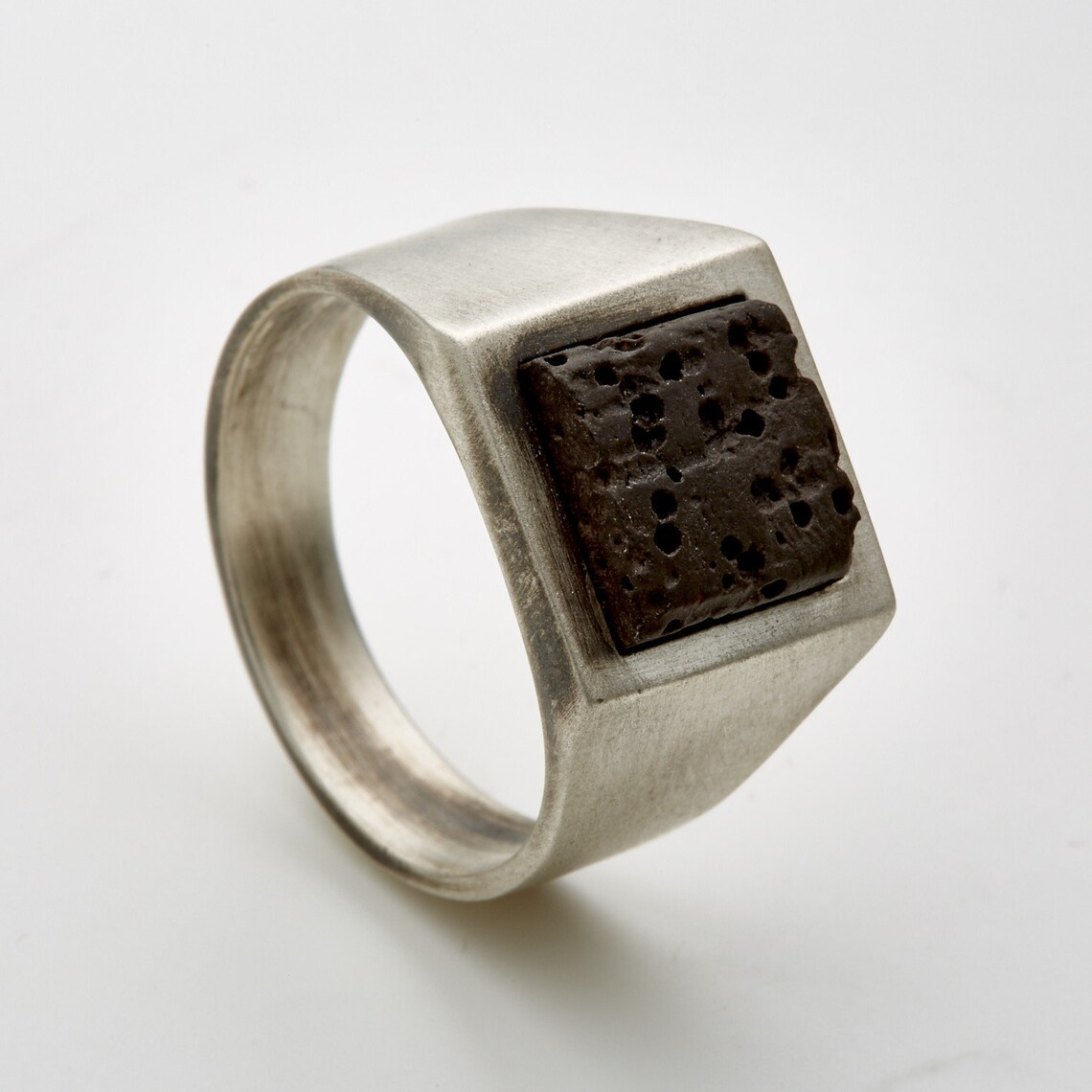 Square Lava Signet-black Lava Ring-lava Ring-lava Signet - Etsy