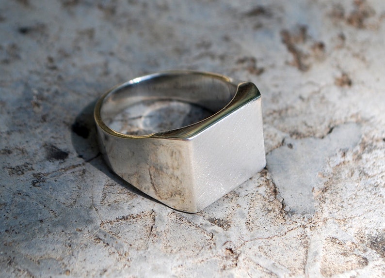 Solid-square Signet Ring-square Silver Signet Ring-classic - Etsy
