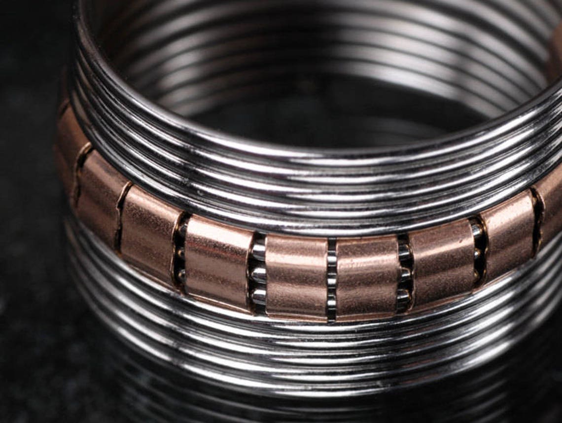 Slinky Ring-silver Stripe-spring Ring-spinning Ring-kinetic - Etsy