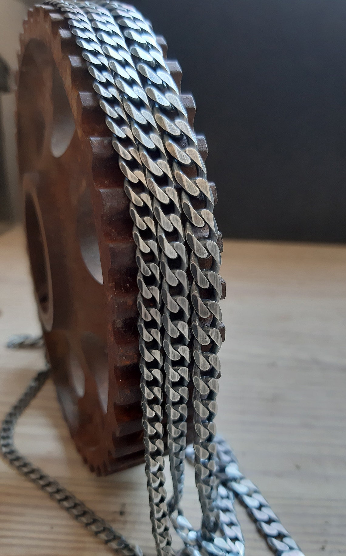 Curb chain-Panzer-4.5W-mens silver chain-Cool-basic silver | Etsy