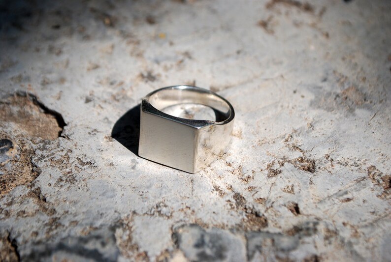Solid-square Signet Ring-square Silver Signet Ring-classic - Etsy