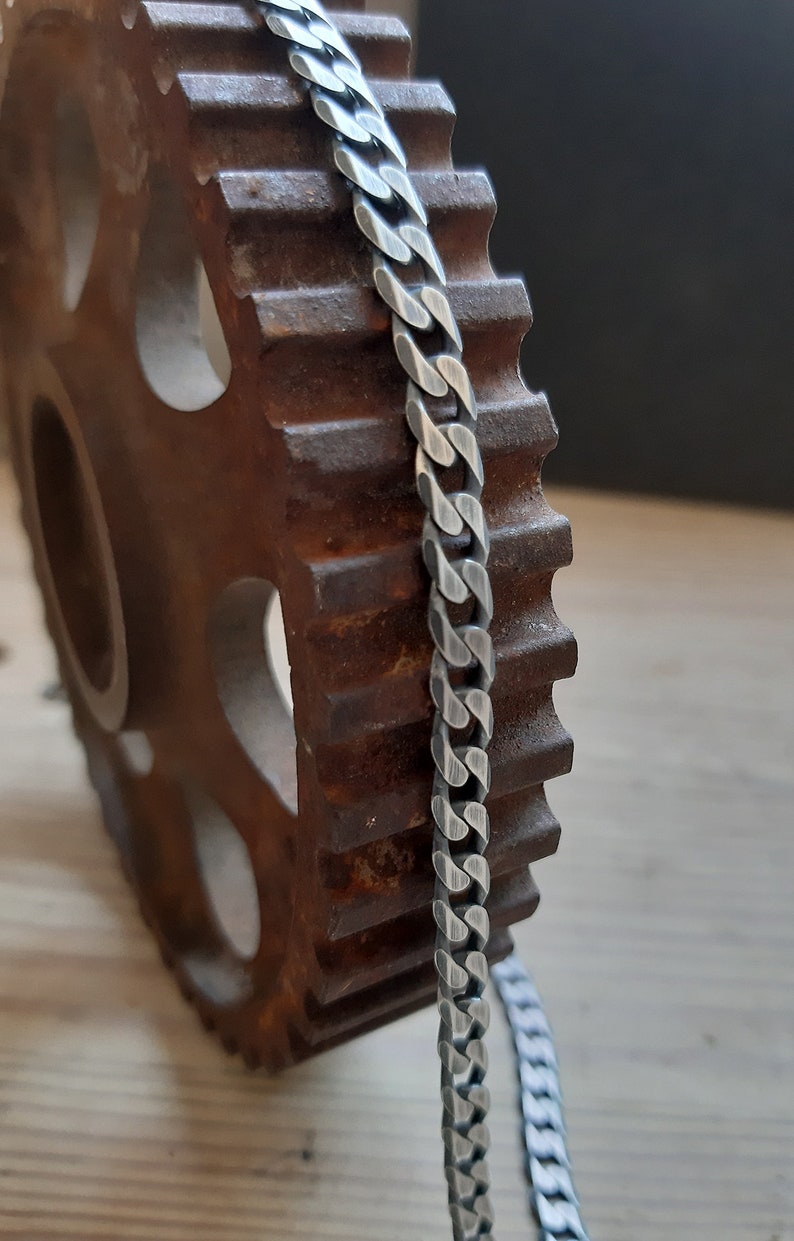 Curb chain-Panzer-4.5W-mens silver chain-Cool-basic silver | Etsy