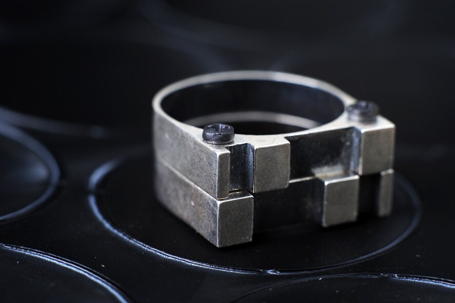 Double Pixel Ring-architectural Ring-geometric Ring-for Designers ...