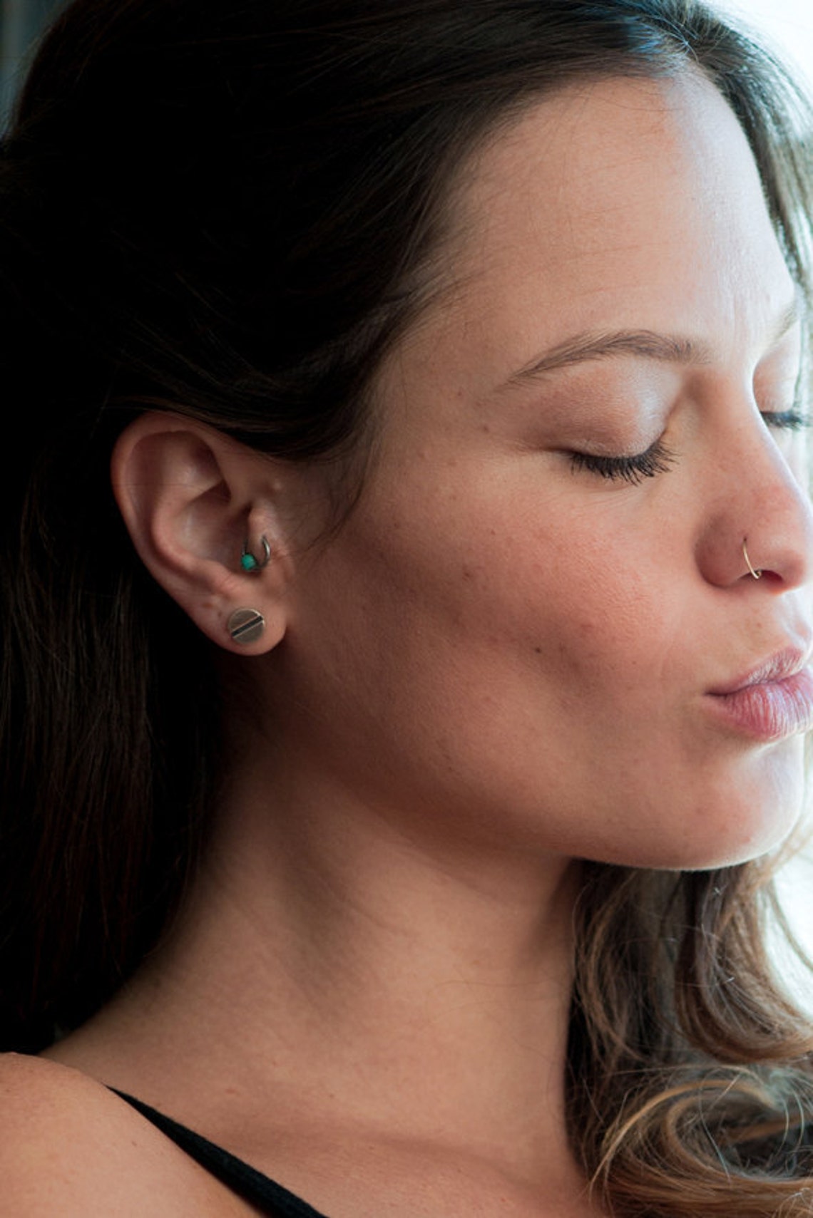 Flat Head-silver-screw Earrings-industrial Studs-mens Flat | Etsy