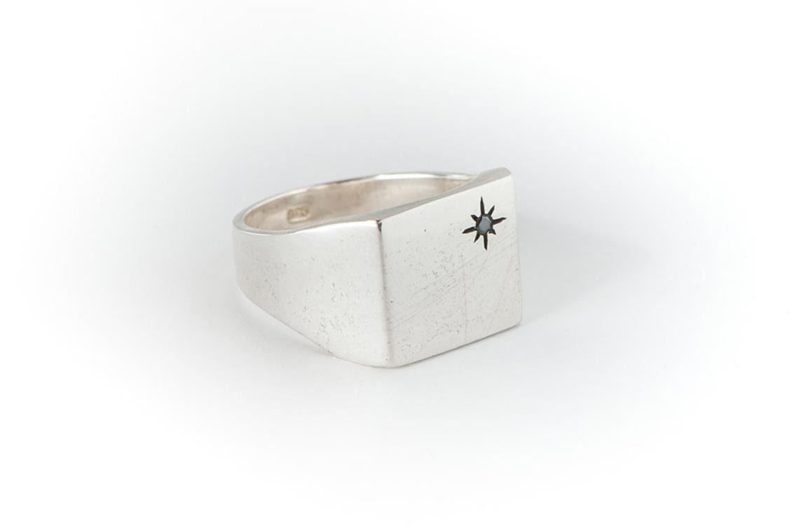 Square Silver Signet Ring-Shiny Polished-Mens Silver Signet | Etsy