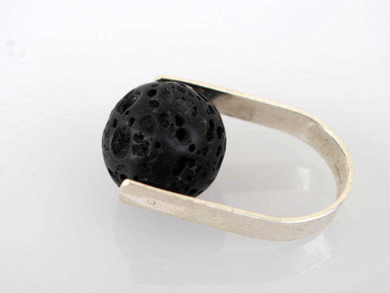 Black Ball Ring-black Lava Stone Ring-lava Ring-lava Stone Ring-kinetic ...