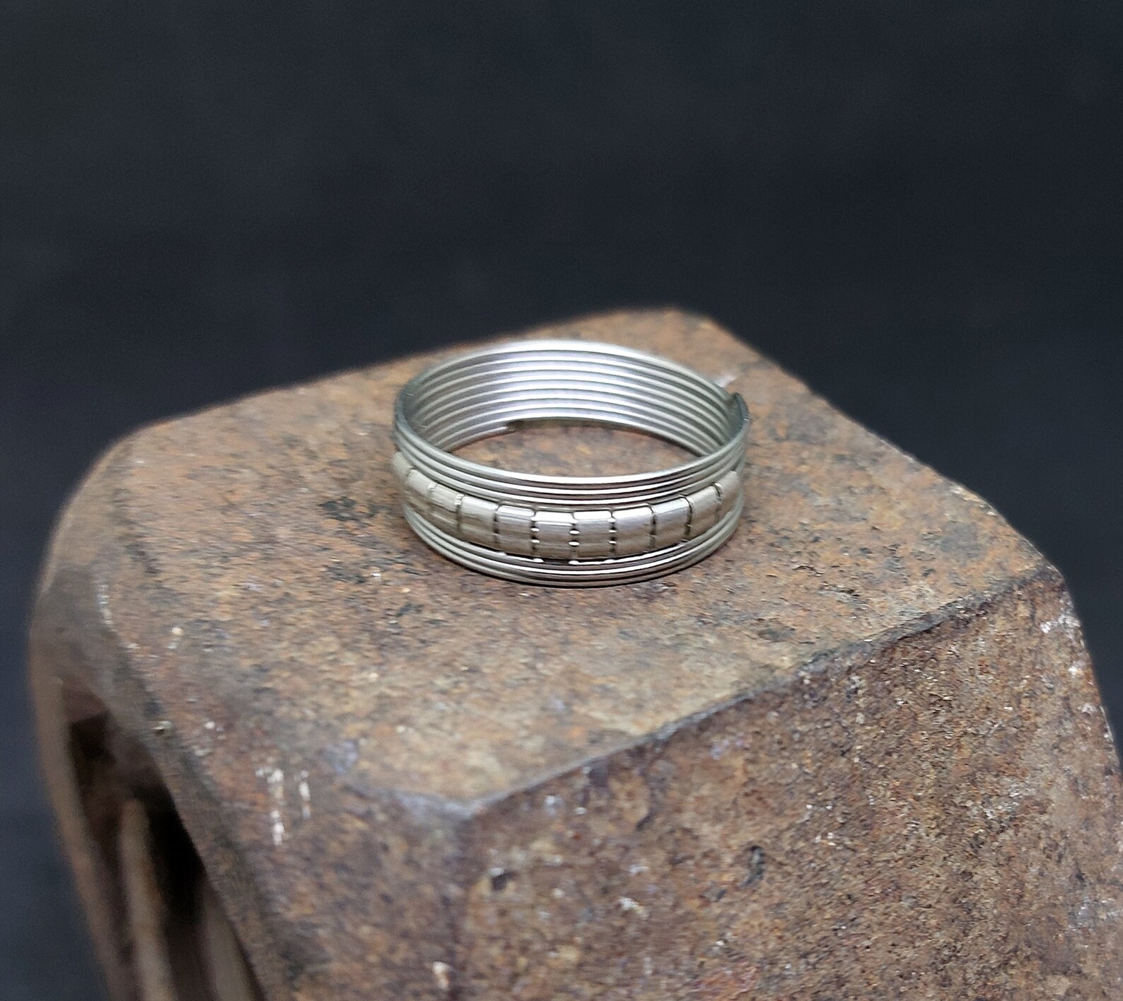 Slinky Ring-silver Stripe-spring Ring-spinning Ring-kinetic - Etsy