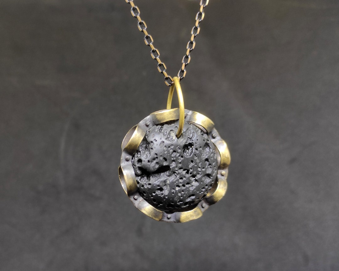 Lava Bear-volcanic-ball Bearing-stone Pendant Necklace-industrial ...