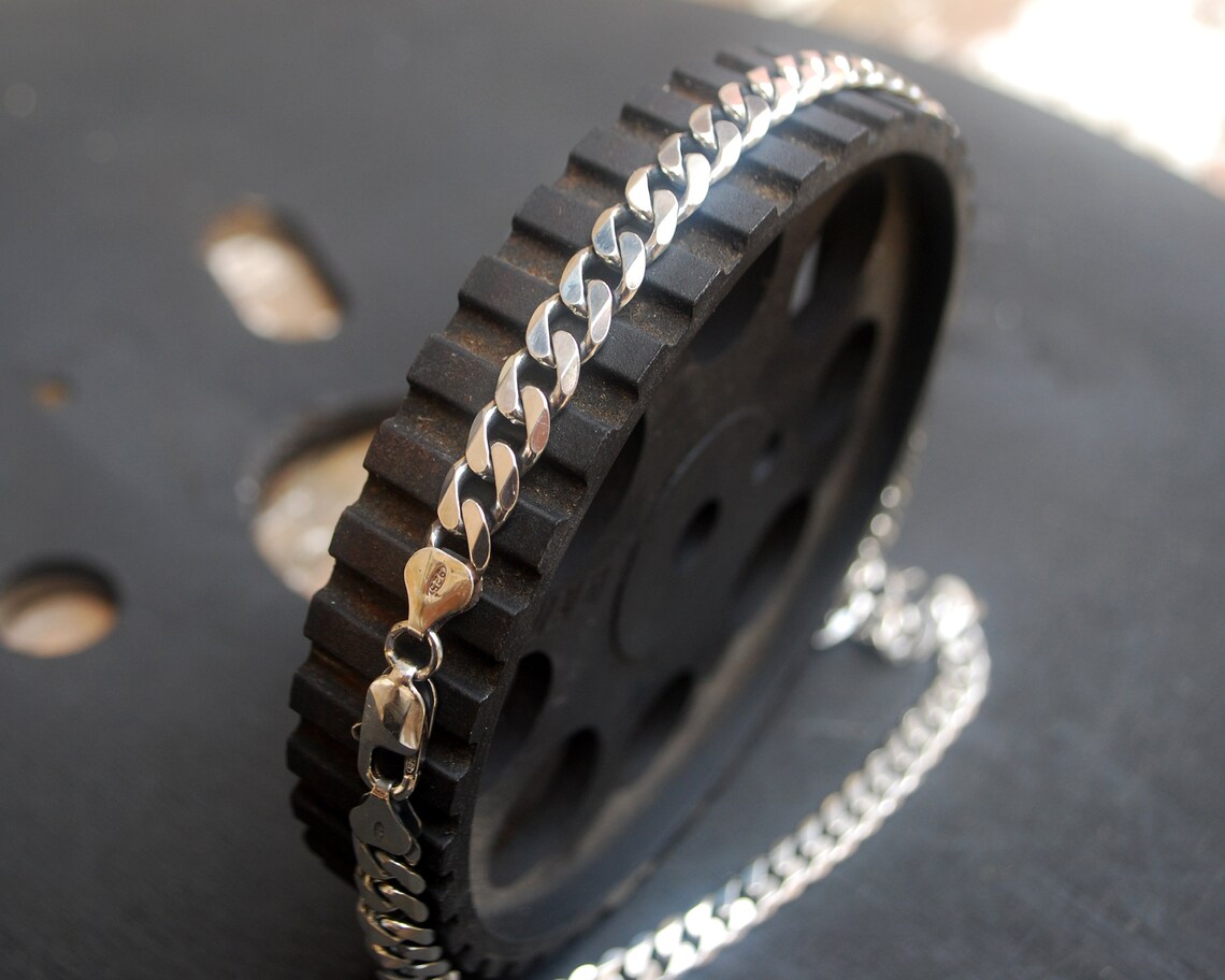 Curb Chain-panzer-7.5w-mens Silver Chain-cool-basic Silver Chain-mens ...