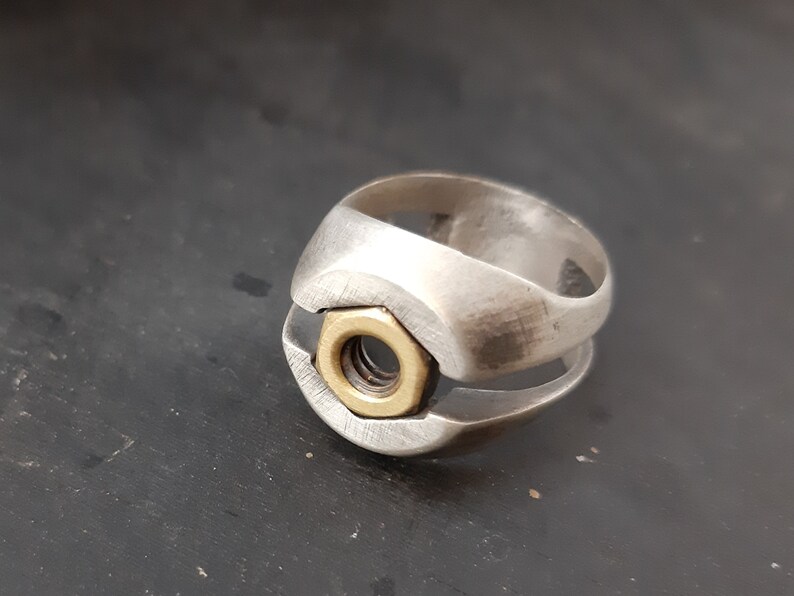 Open B Nut Signet Ring-brass Nut-mechanic Ring-steam Punk - Etsy
