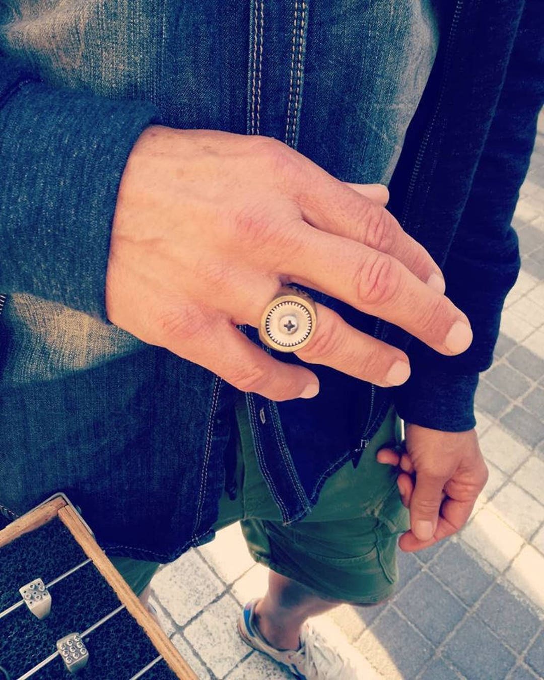 Gear On-mens Signet Ring-grange-rustic-brass-signet Ring-big Strong ...