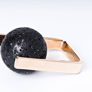 Black Ball Ring-black Lava Stone Ring-lava Ring-lava Stone Ring-kinetic ...