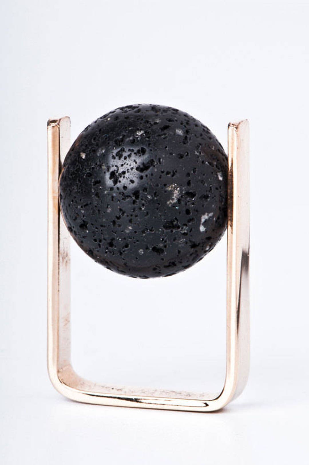 Black Ball Ring-black Lava Stone Ring-lava Ring-lava Stone Ring-kinetic ...