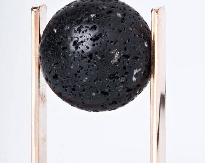 Black Lava Ring, Gold Black Stone Ring, Natural Stone, Gold Ring, Black ...