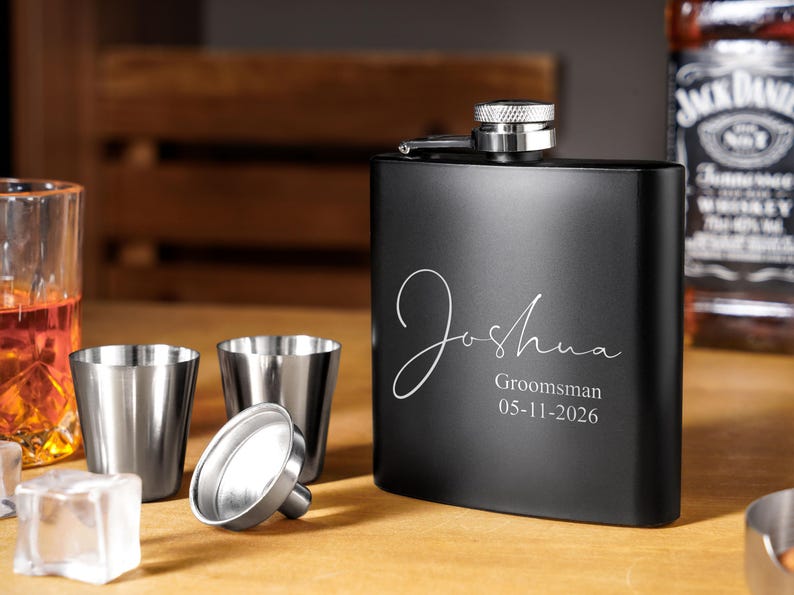 Personalized Engraved Flask for Men, Groomsmen Gift Hip Flask ...